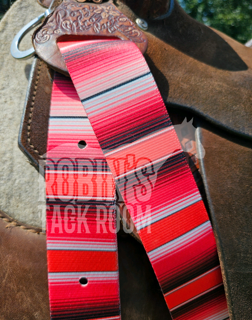 Red serape latigo and off billet set – Robins Tack Room